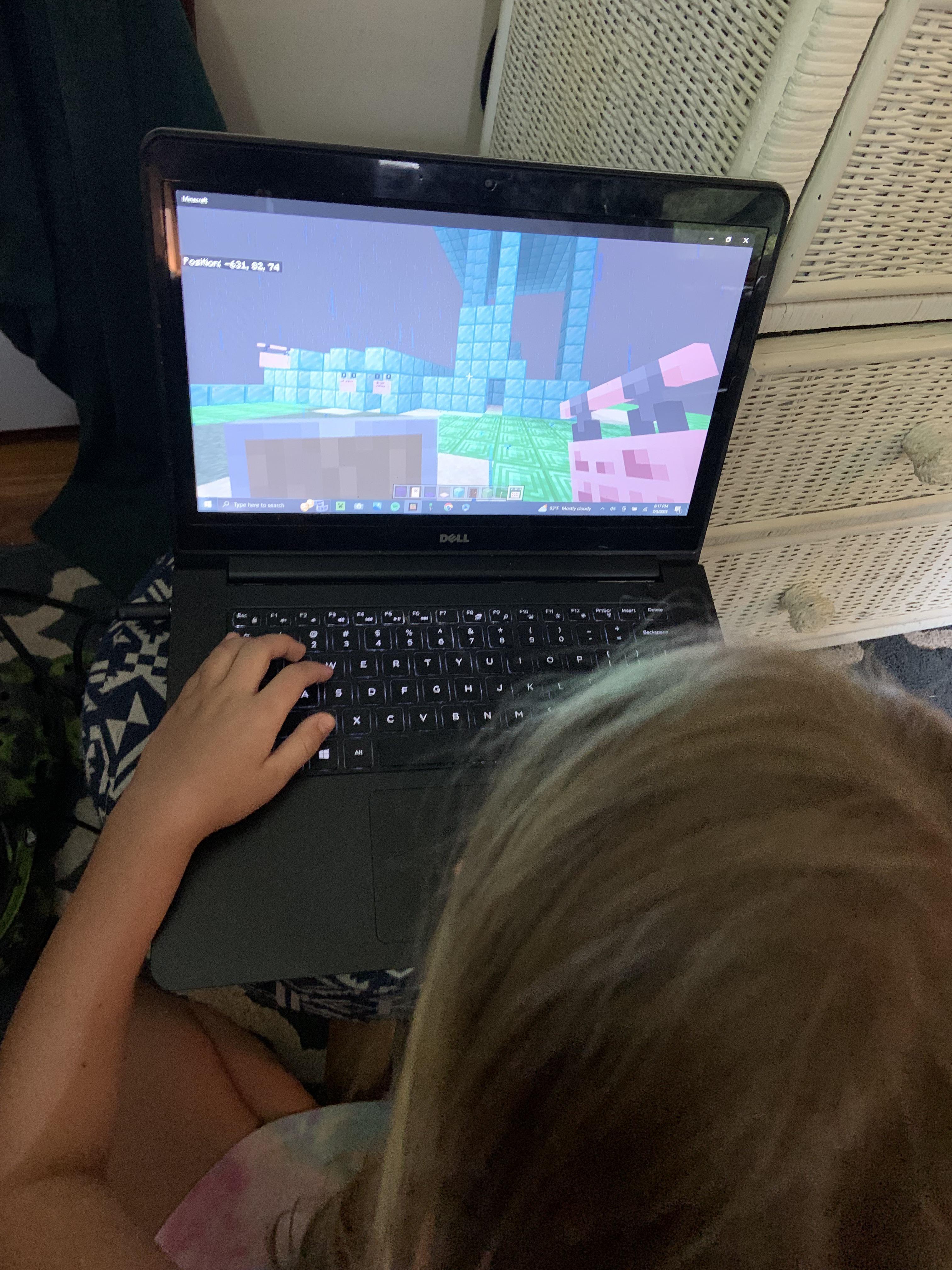 my sister making a house of diamond blocks (it’s a canon event, i ...