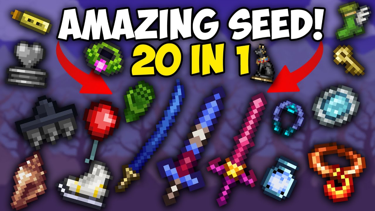 Terraria 1.4.4.9 Amazing 20 in 1 Seed! | Enchanted sword, Lava Charm ...