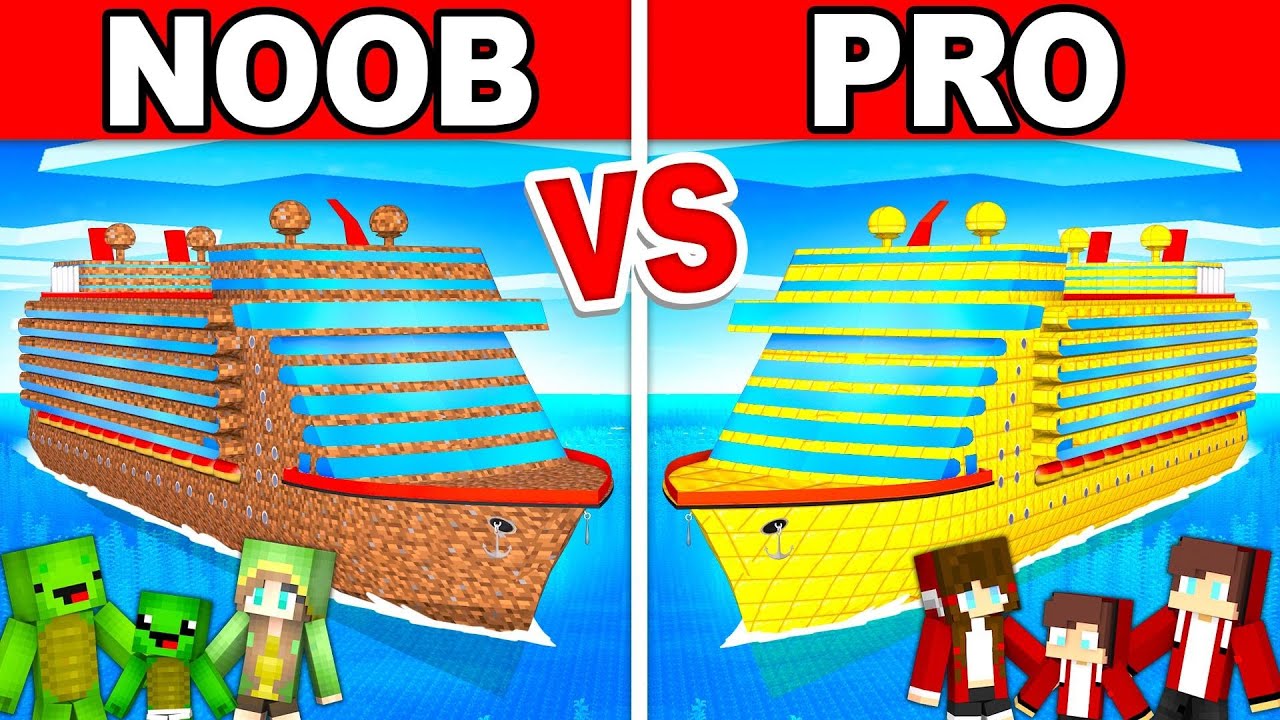 Mikey Family & JJ Family - NOOB vs PRO : CRUISE SHIP Build Challenge in ...