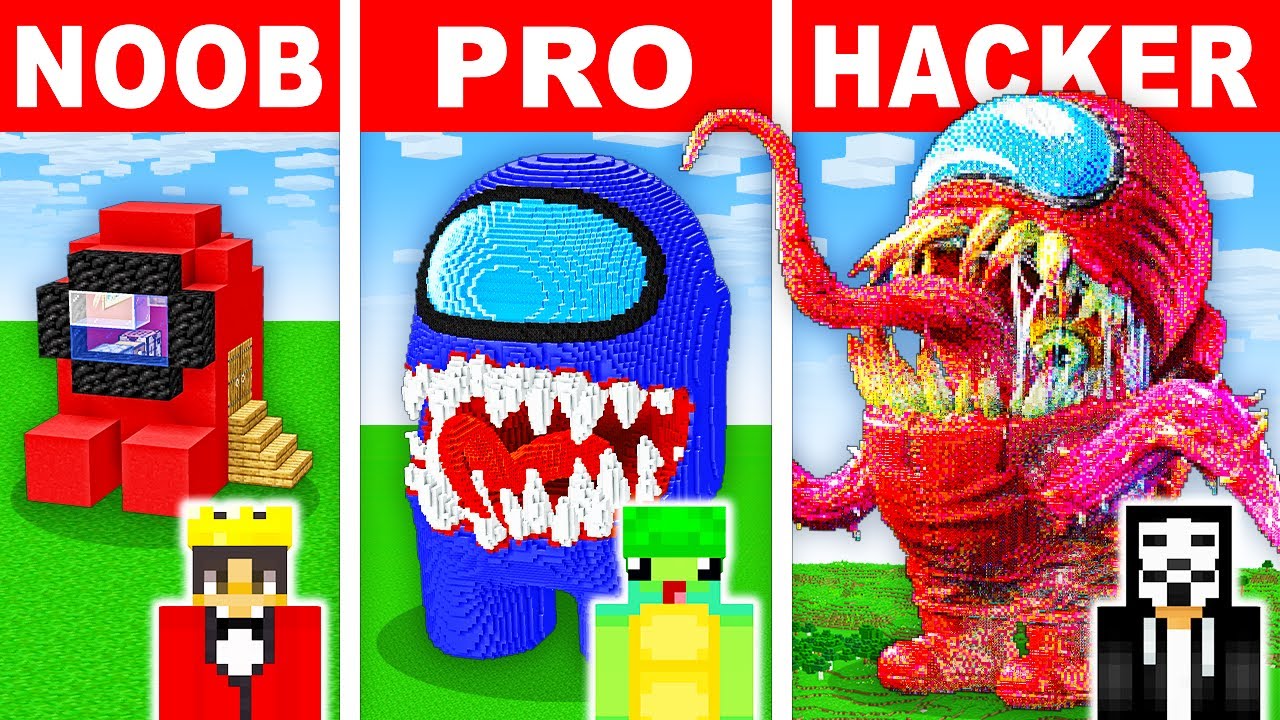 NOOB vs PRO: AMONG US IMPOSTOR HOUSE Build Challenge in Minecraft ...