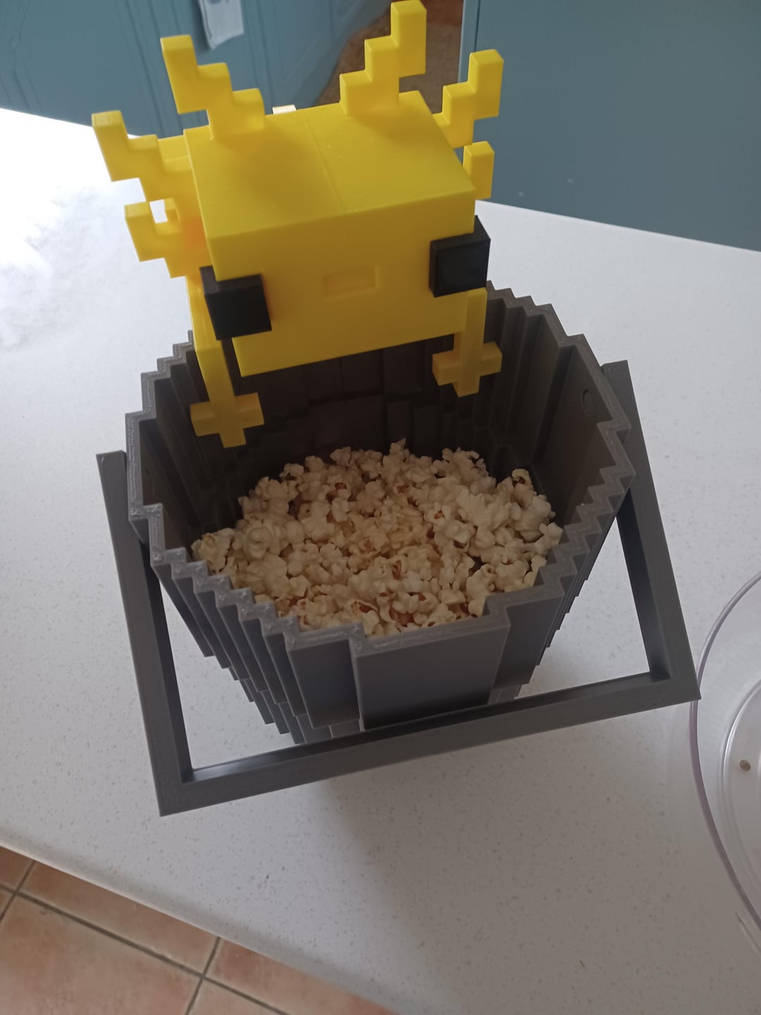 Axolotl in a Popcorn Bucket - MineNest, Mine Nest