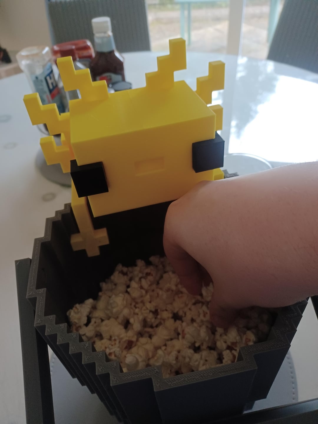 Axolotl in a Popcorn Bucket - MineNest, Mine Nest