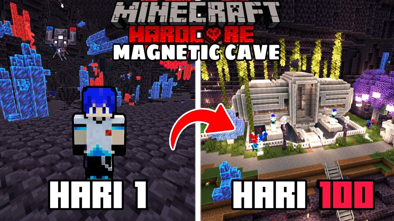 100 Hari di Minecraft Hardcore Cave Only - Petualangan di Gua Magnet ...