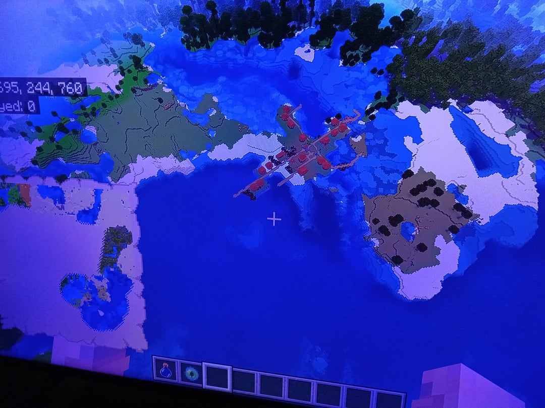 Flat stronghold village on starter map. Mesa & another village by spawn ...