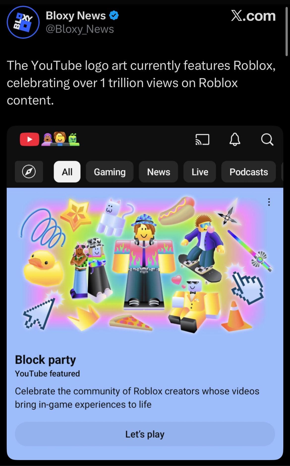 Roblox is now the second game in history to hit 1 trillion views ...