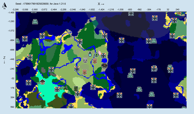 Spawn ~250 blocks from stronghold, two villages, cherry biome, outpost ...
