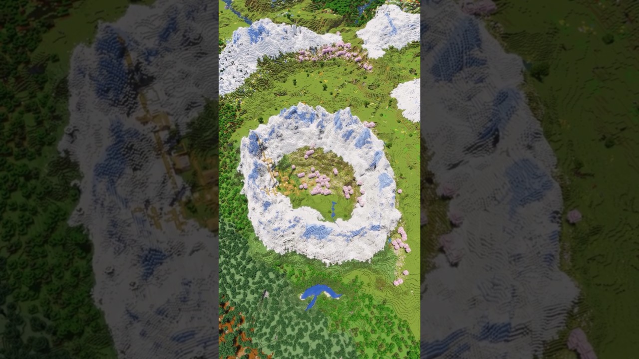 BEAUTIFUL Minecraft Cherry Grove Mountain Circle Seed! (With A Village ...