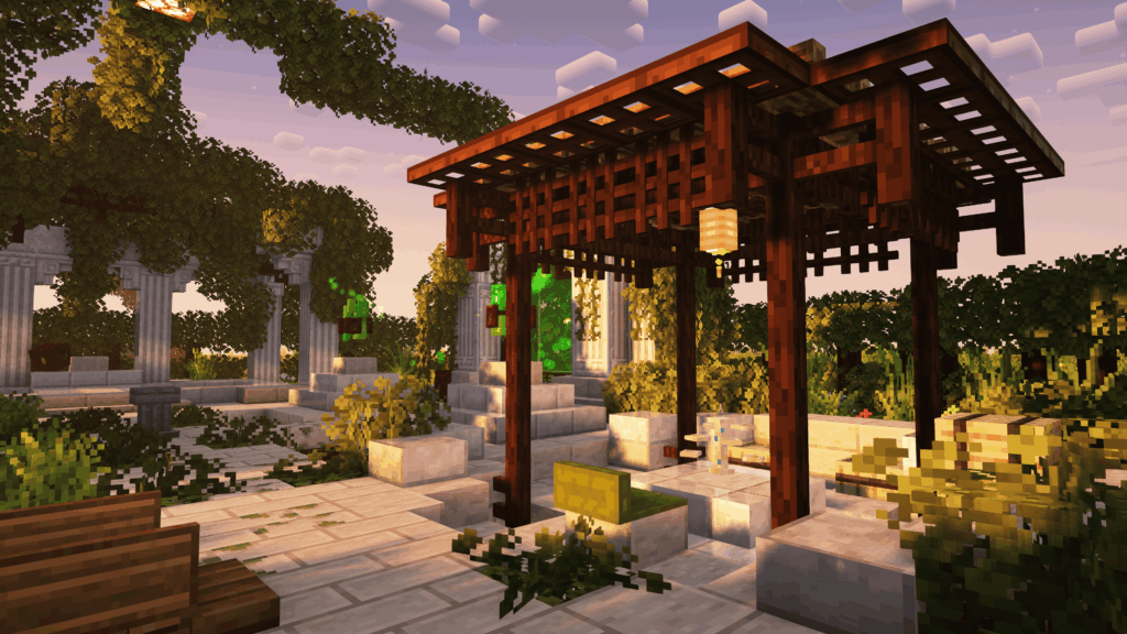 Built a little pagoda over the brewery nook in my WIP Botania base ...