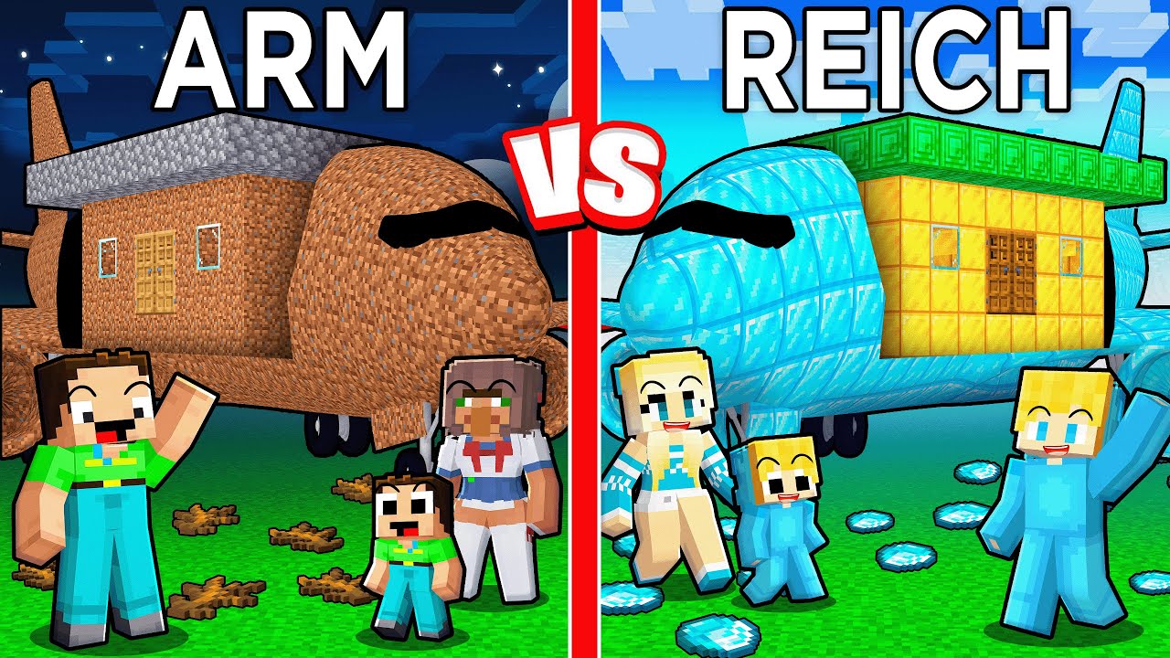 Billy Familie Arm vs Ukri Familie Reich Flugzeug Bau Challenge in Minecraft! - MineNest, Mine Nest