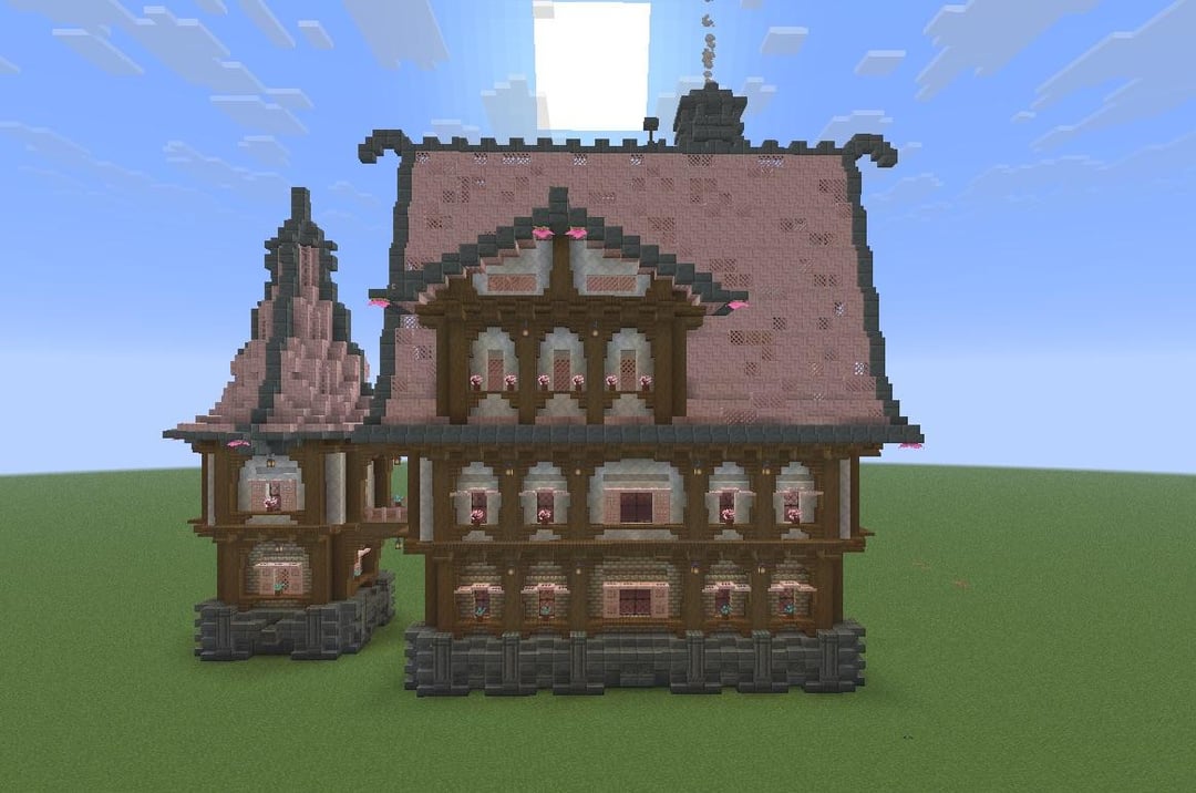 Medieval cherry house (modded) - MineNest, Mine Nest