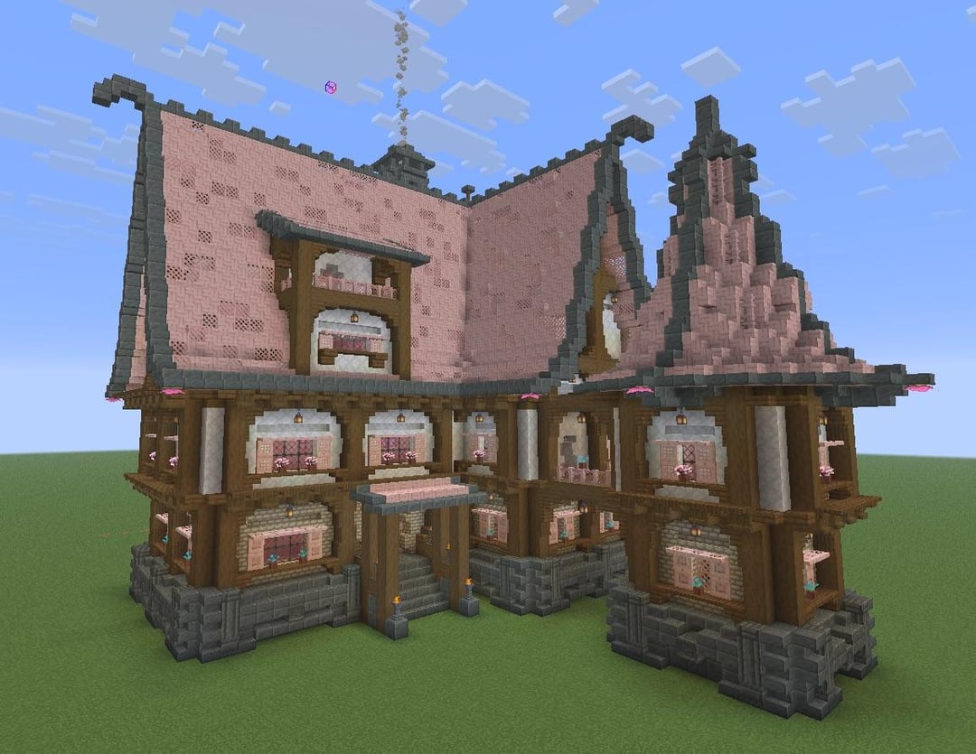 Medieval cherry house (modded) - MineNest, Mine Nest