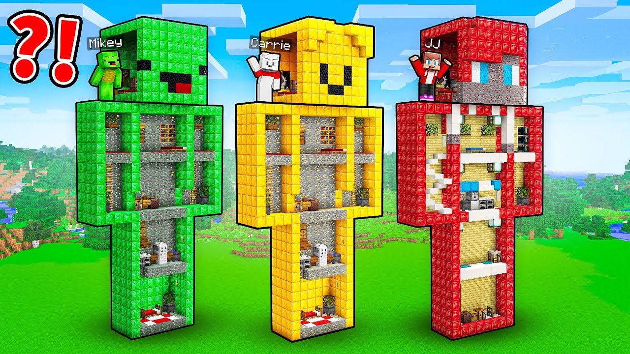 JJ vs Mikey vs Carrie: TREASURE STATUE BATTLE in Minecraft - Maizen ...