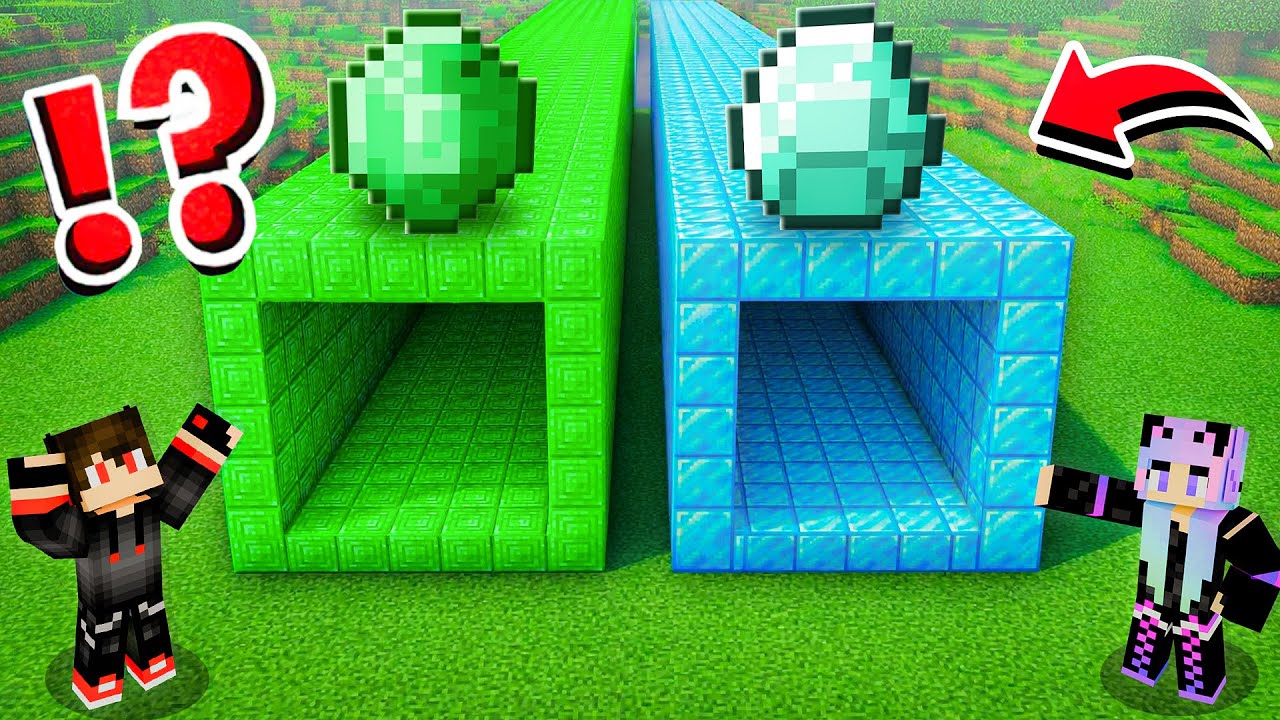 EMERALD vs DIAMOND Tunnel Challenge in Minecraft!!! - MineNest, Mine Nest