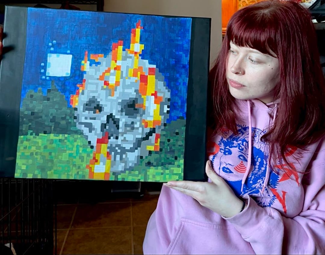 I tried painting one of the Minecraft paintings - MineNest, Mine Nest