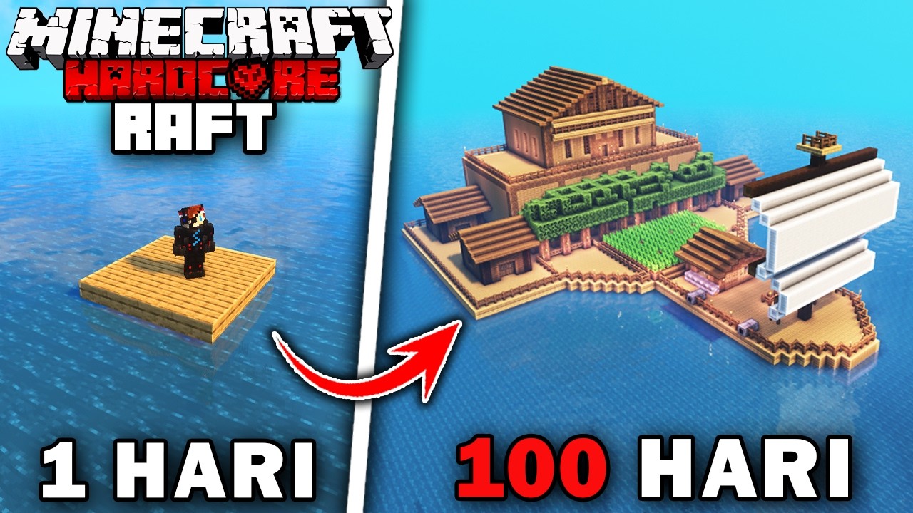 100 Hari Minecraft RAFT Hardcore - SEGITIGA BERMUDA [BISA JALAN ...
